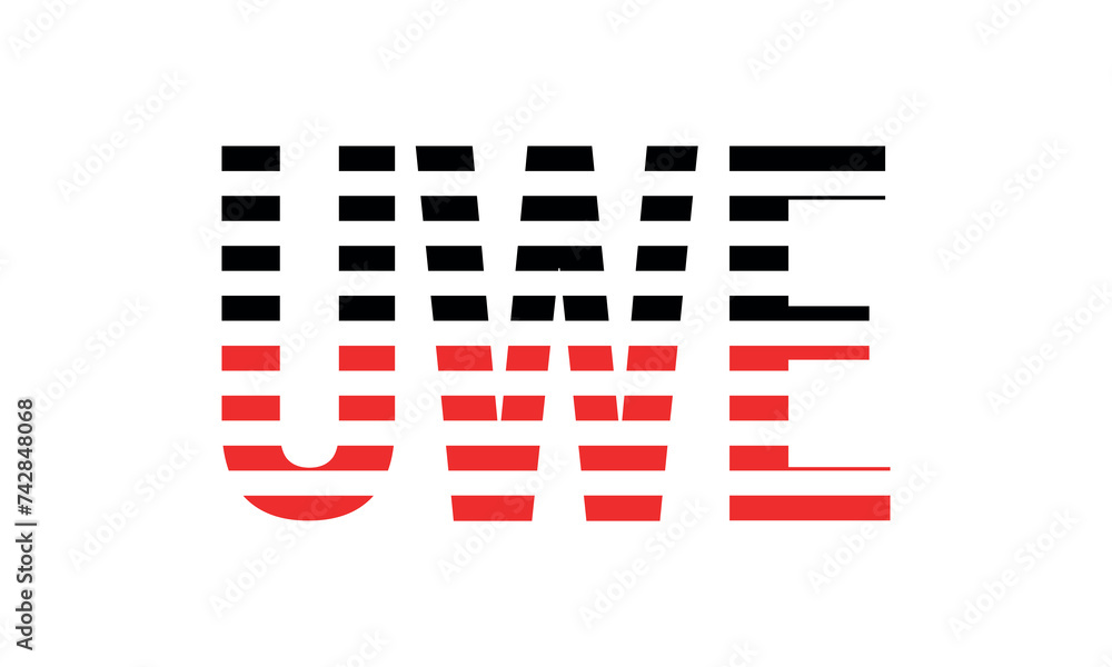 UWE three initial letter iconic line negative space minimal logo design ...