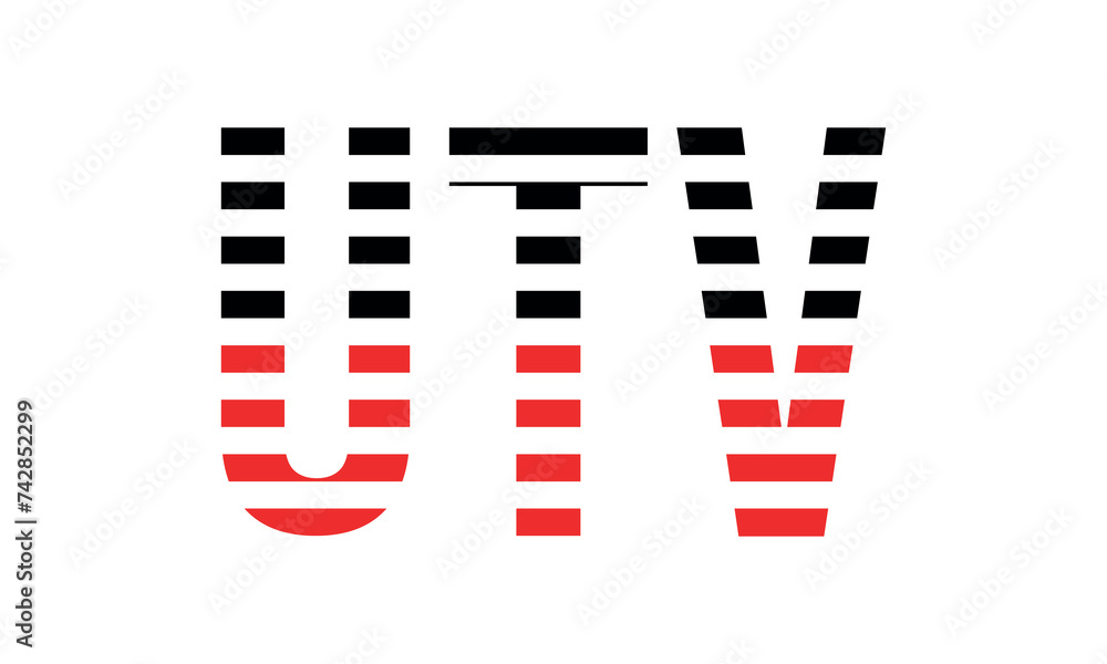 UTV three initial letter iconic line negative space minimal logo design ...
