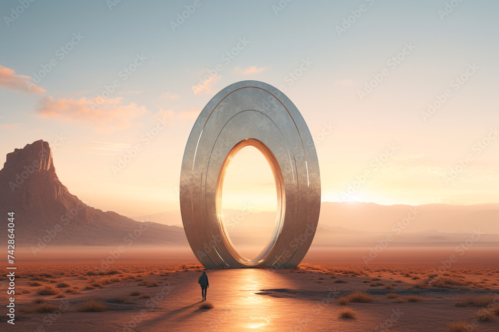 Portal in the desert, gate of the world, arch in the desert, door to ...