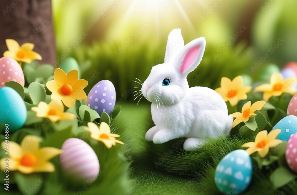 Happy Easter Eggs hop vines. Bunny hopping in flower hoppy tangy ...