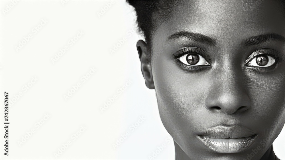 An African American woman wears a stoic expression, yet her eyes reveal ...