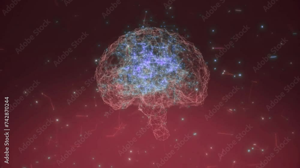 Animation of neuron cells with glowing links. Nerve cells Activity in ...