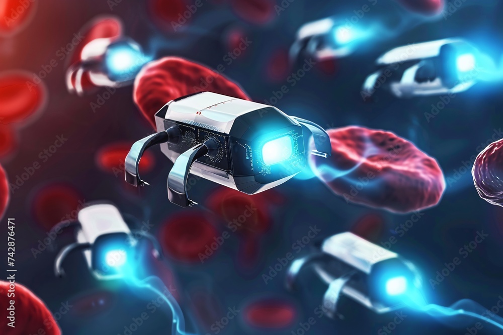 Nanobots navigate through blood vessels a microscopic fleet on a ... Nanobots navigate through blood vessels a microscopic fleet on a ...
