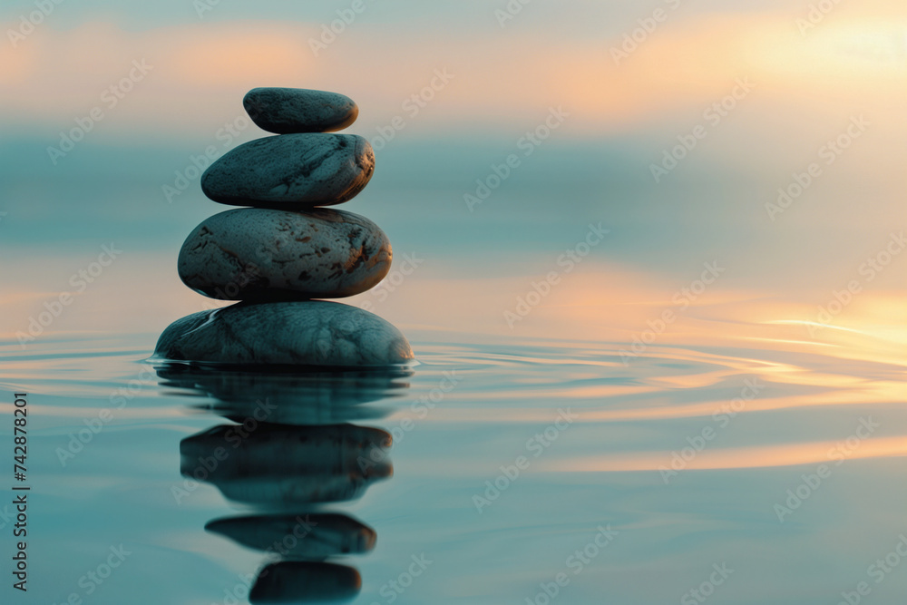 Zen stones in water. A slide background for showcasing wellness and ...