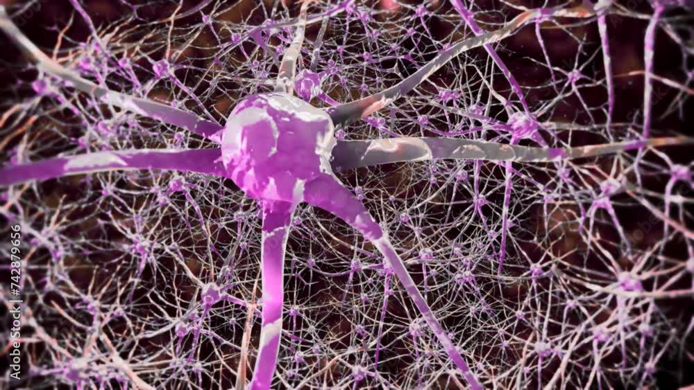 Vidéo Stock Animation of neuron cells with glowing links. Nerve cells ...