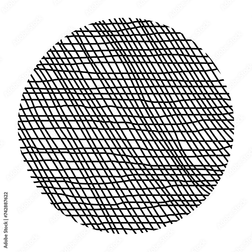 Crisscrossed horizontal and diagonal black lines forming a circle Stock ...