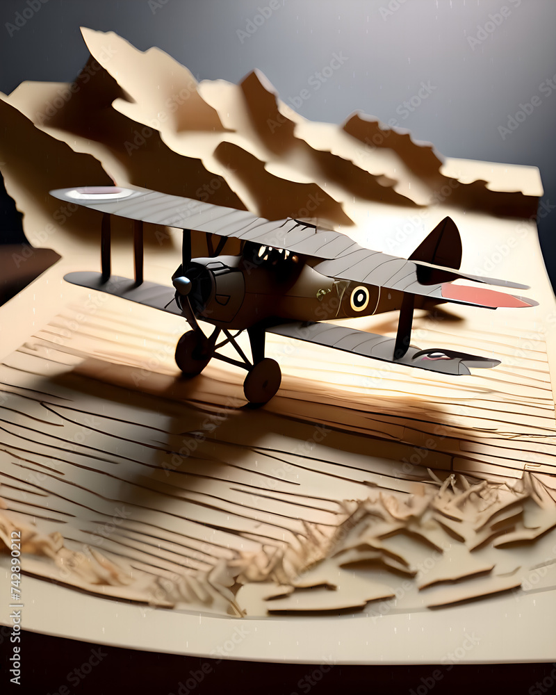 Papercut Dioramas Of Generic World War 1 And Later Aircraft Stock Photo ...