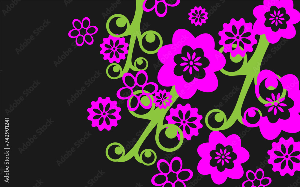 Flat vector illustration of floral stickers set Stock Vector | Adobe Stock