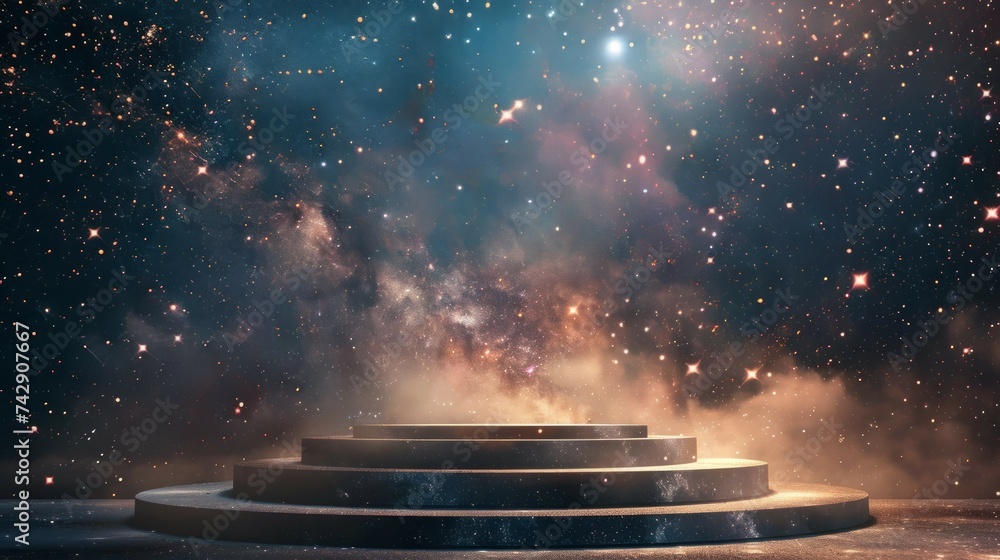 Foto de Galactic dust and twinkling stars envelop a multi-tiered ...