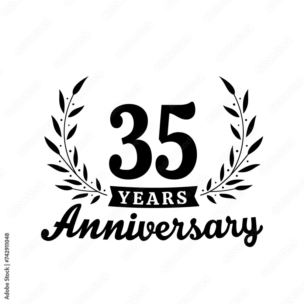 Celebrating 35 years anniversary logo design template. 35th anniversary ...