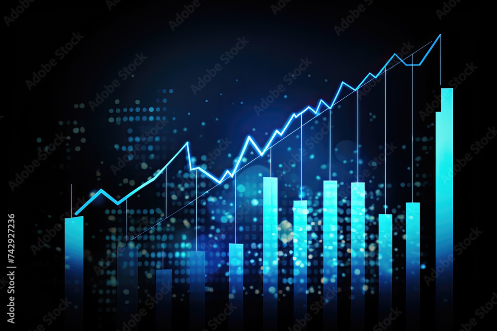 blue background with motion graph statistic.blue background with motion ...