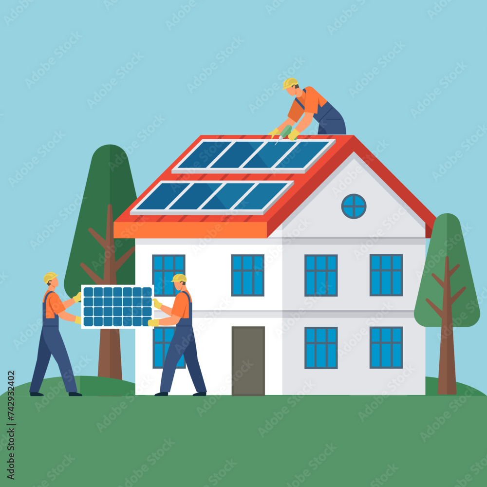 Photovoltaic vector illustration. Sustainable energy practices aim to ...
