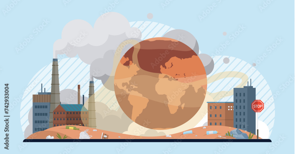 Waste pollution vector illustration. The improper handling waste ...