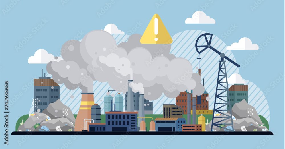 Waste pollution vector illustration. Environmental conservation is ...