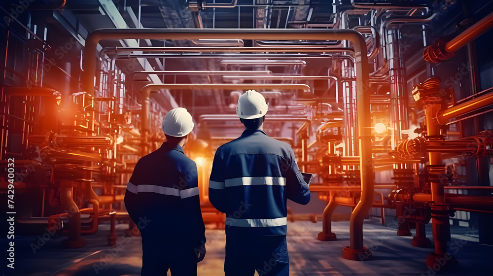 Engineers overseeing the installation of fire protection systems and ...