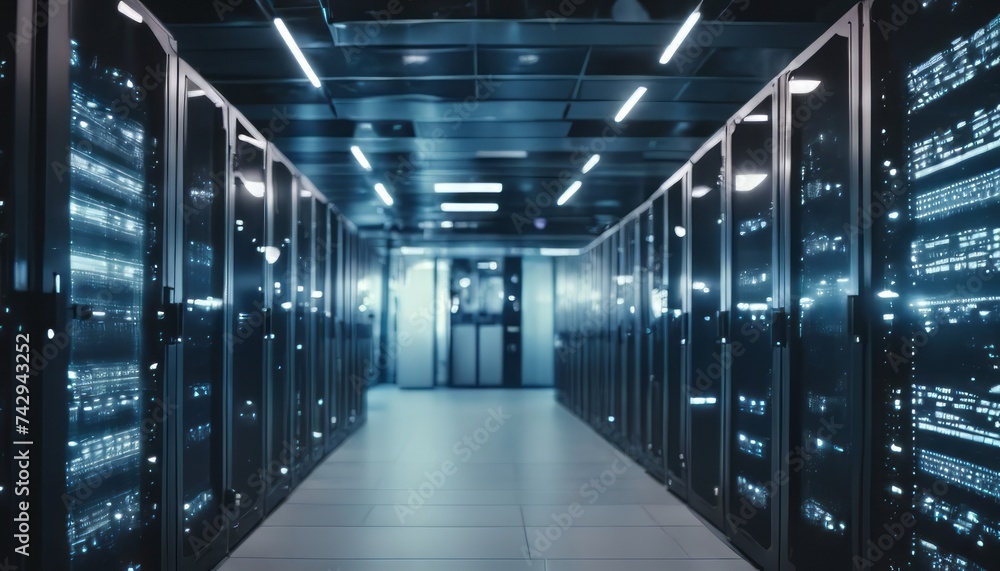 White Server Room Network_communications server cluster in a server ...