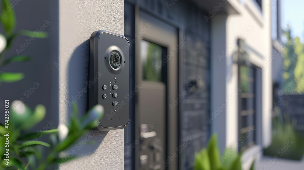 Modern intercom system installed at the entrance of a residential ...