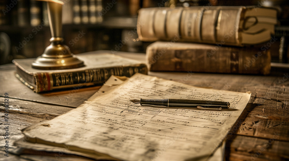 vintage report card from the 1920s, black and white, with elegant ...