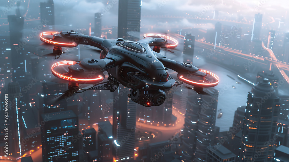 Unmanned Aerial Vehicles (UAVs): Drones equipped with surveillance ...