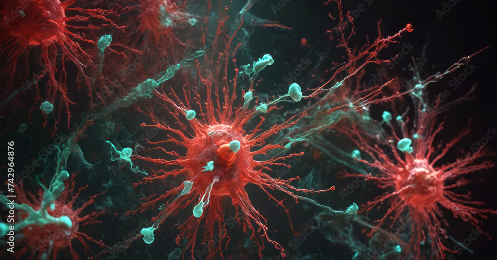 Abstract Bacteria - 3d rendered hologram style microbiology image ...