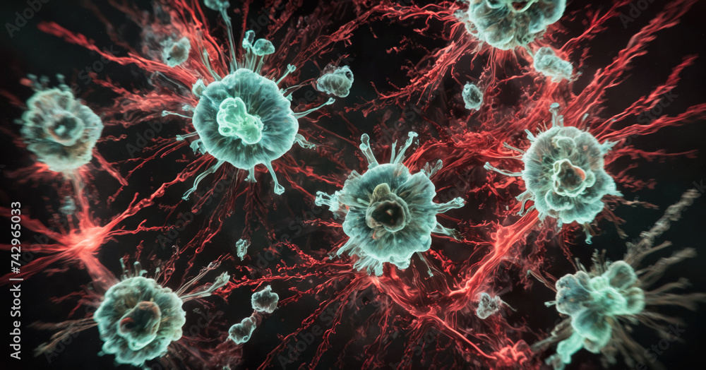 Abstract Bacteria - 3d rendered hologram style microbiology image ...