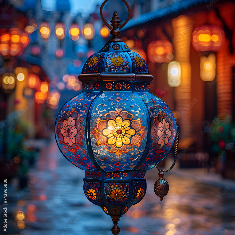 chinese lantern 3d image, Lantern with night light background for the ...