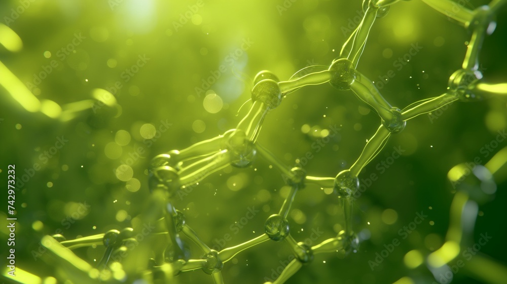 A close-up of a transparent carbon nanotube structure, with atoms ...