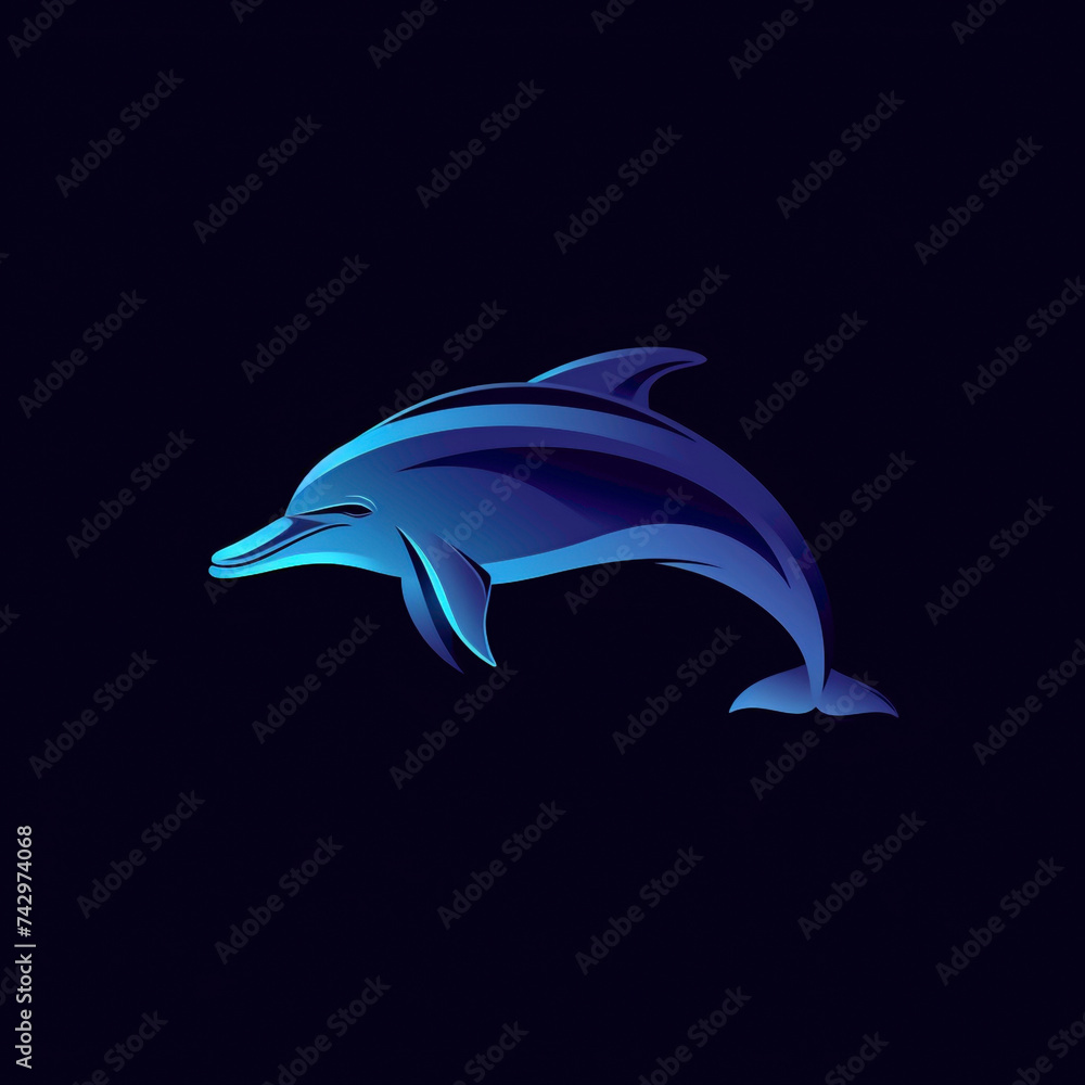 An agile dolphin depicted in a sleek and modern vector logo, exuding ...
