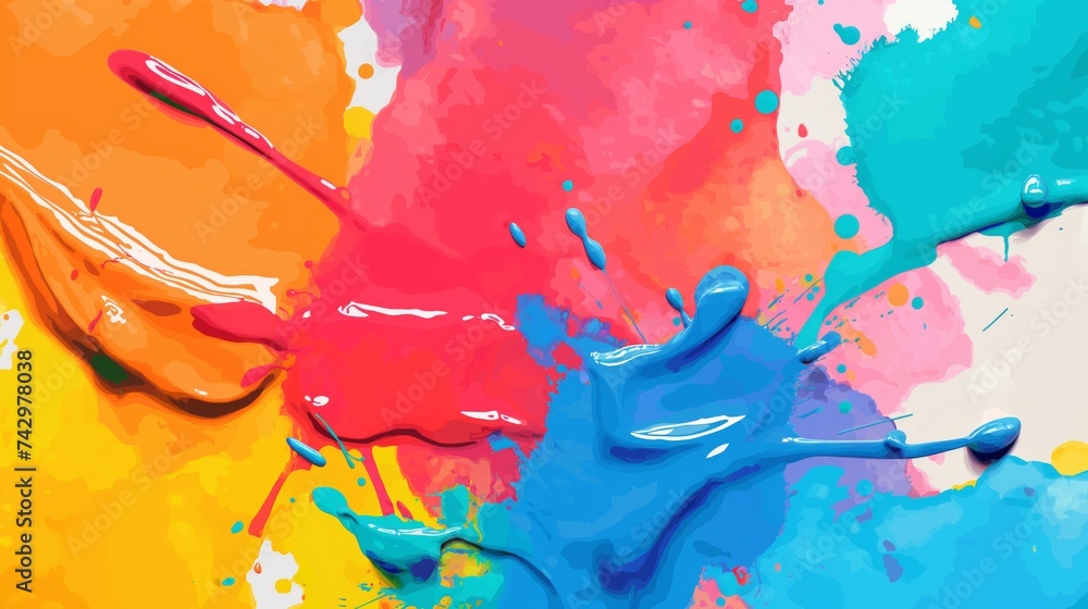 Background with bright colored paints splatted in it, colored cartoon ...