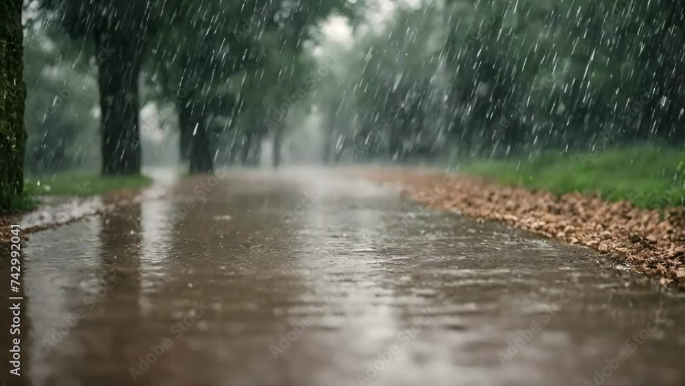 beautiful rainy day on alley in the night illustration 4k animated ...