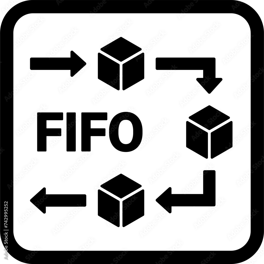 fifo symbol vector. first in first out. icon, sign, packaging Stock ...