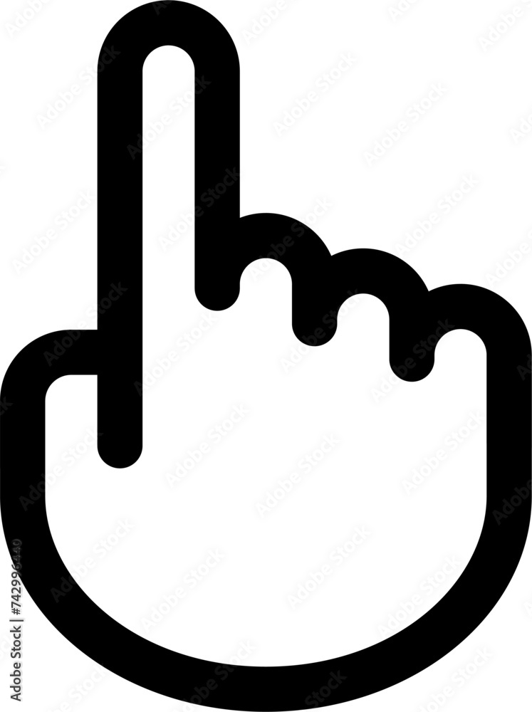 index finger outline vector. Symbol, tap, touch, cursor, pointer Stock ...