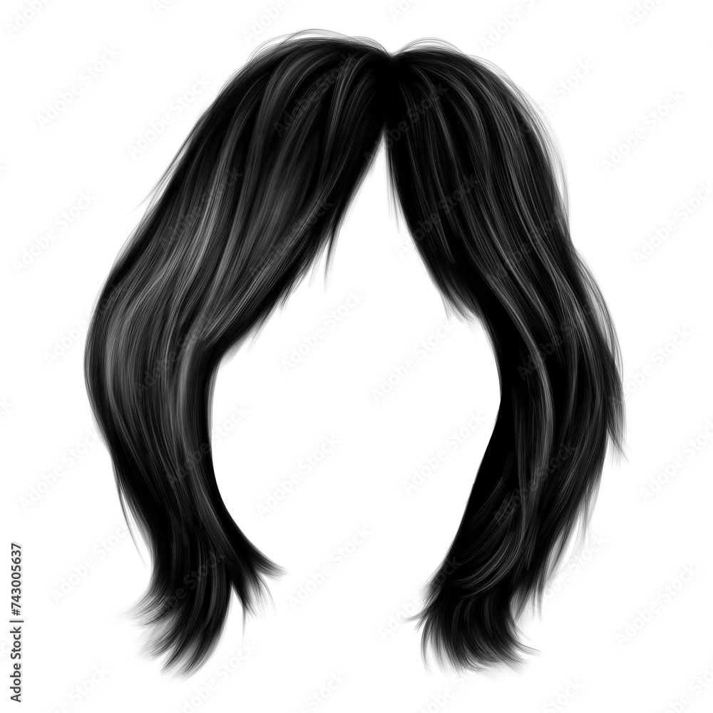 wolf cut haircut png free hand painted illustration Stock Illustration ...