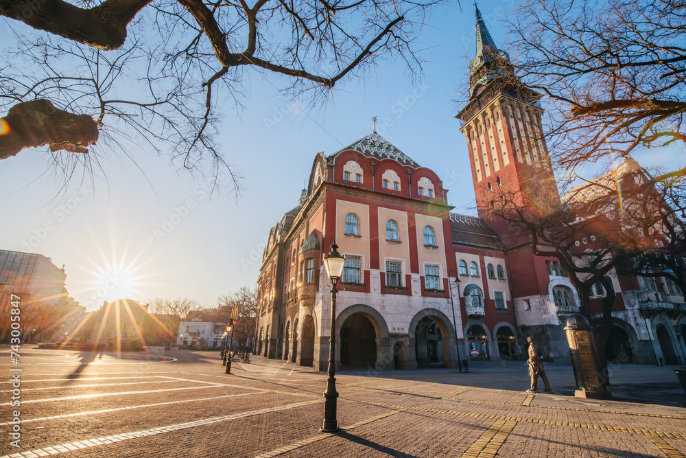 28 January 2024, Subotica, Serbia: panoramic view of Subotica Town Hall ...