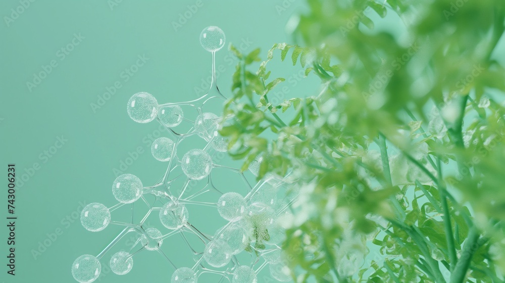 An illustration of plant science featuring a transparent chlorophyll ...