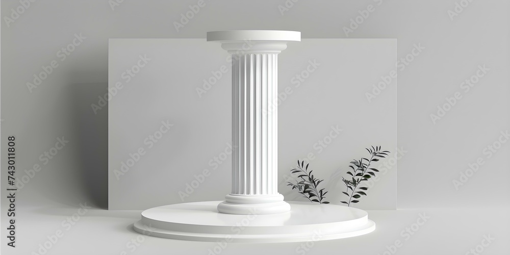 Podium with classic Roman column minimalist white design stage for ...
