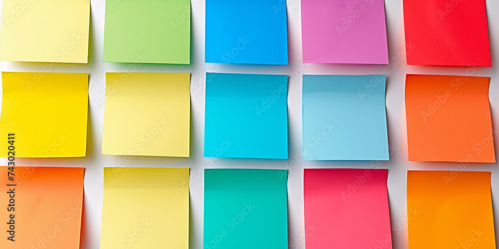 Rows of sticky notes to place ideas and processes, business, ideas ...