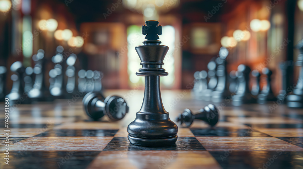 Chess king piece standing triumphant against fallen rivals - Monopoly ...