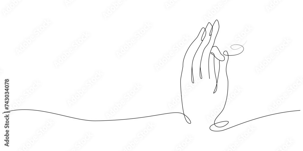 Vector one line art illustrations of buddha hands. Continuous line art ...