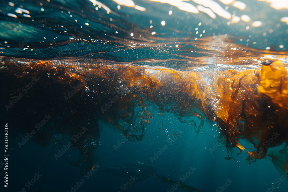 crude oil leak into ocean, crude oil contaminate, ocean pollution Stock ...