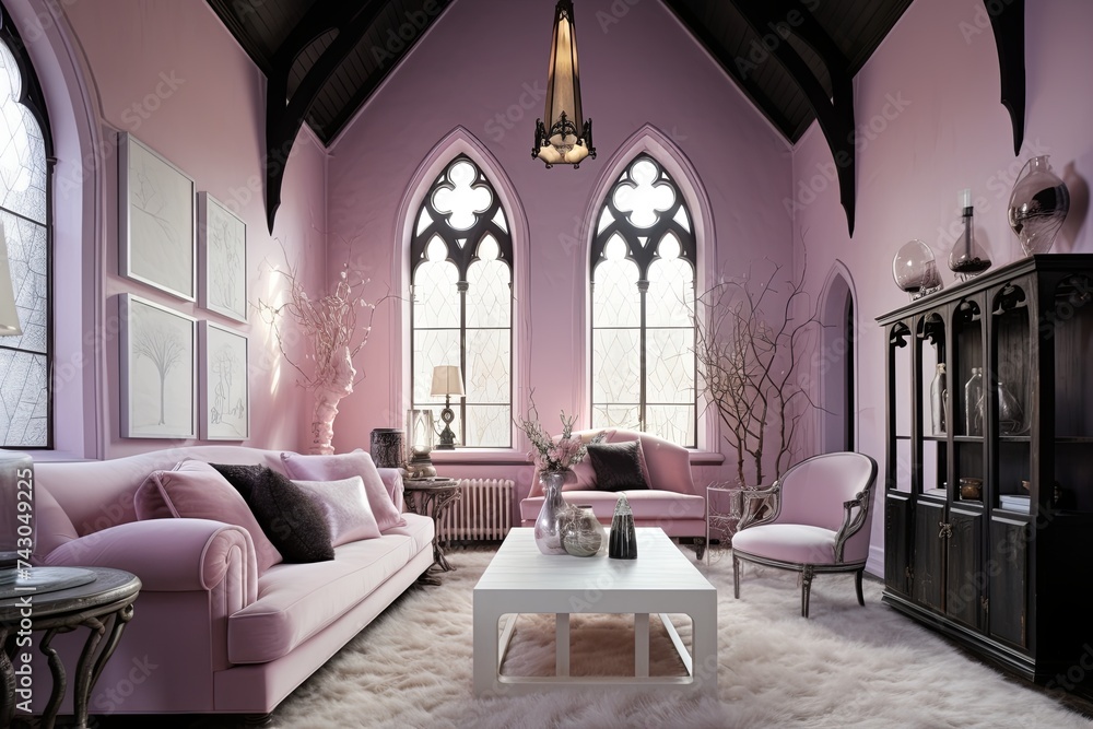 Pastel Gothic Living Room Ideas: Light Pink Contrasts in Contemporary ...
