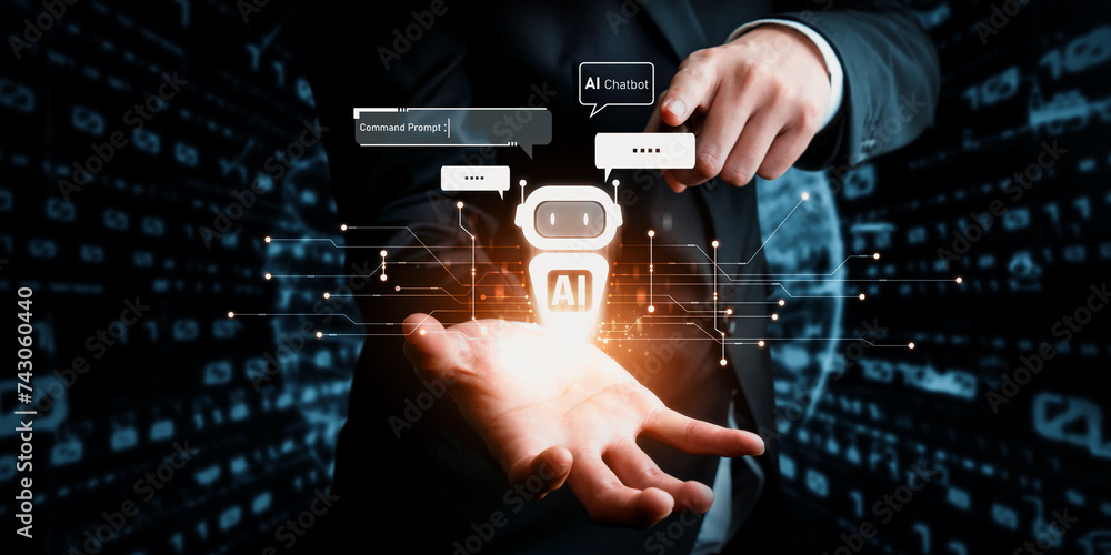 Human interact with AI artificial intelligence virtual assistant ...