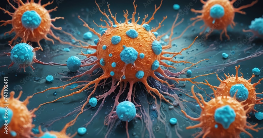 Cancer cells vis - illustration enhanced scanning electron micrograph ...