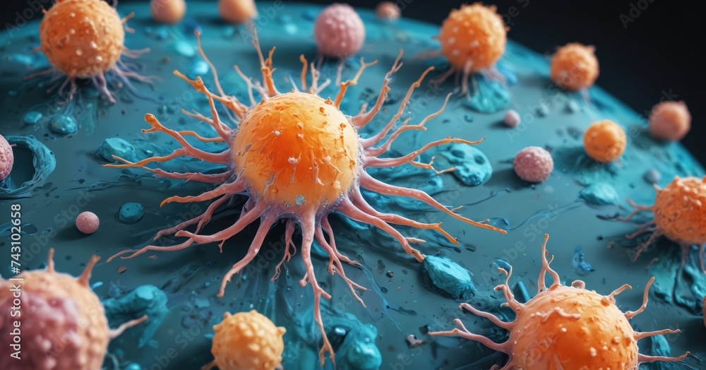 Cancer cells vis - illustration enhanced scanning electron micrograph ...