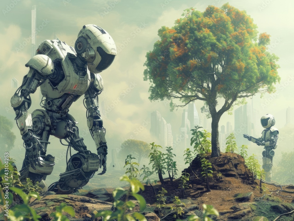 A naturalism focused depiction of a post technological world where ...