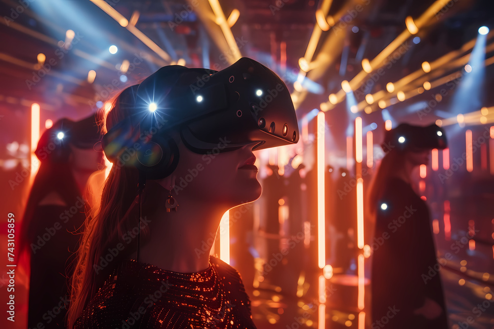 VR concert. The atmosphere of a virtual concert. Performing in a ...