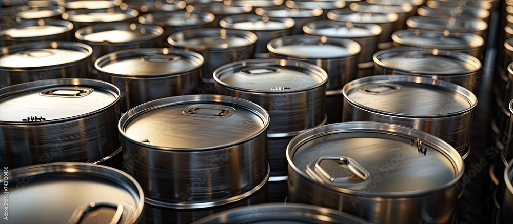 A vast quantity of metal containers with secure lids, likely used in ...