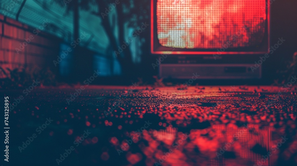 Vintage TV static signal transmission error transparent overlay ...