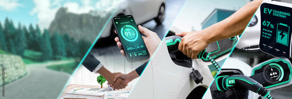 EV electric car vehicle charging and sustainable LCA green energy ...