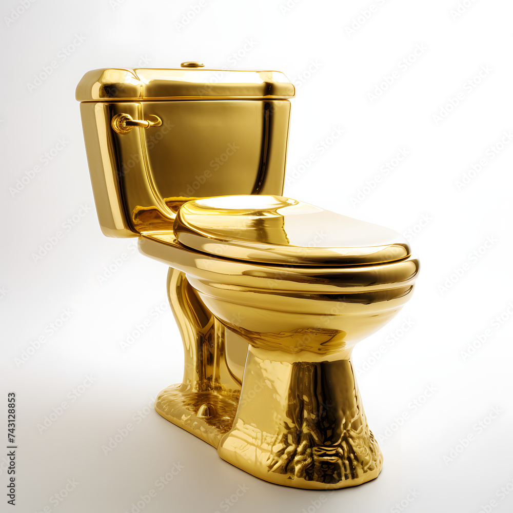 olden toilet, photo of a golden toilet with clean white background ...